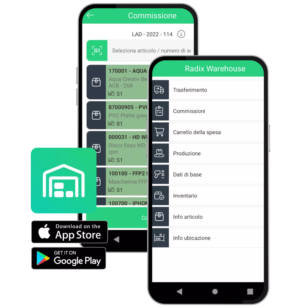 App für digitale Lagerverwaltung: Radix Mobile Warehouse